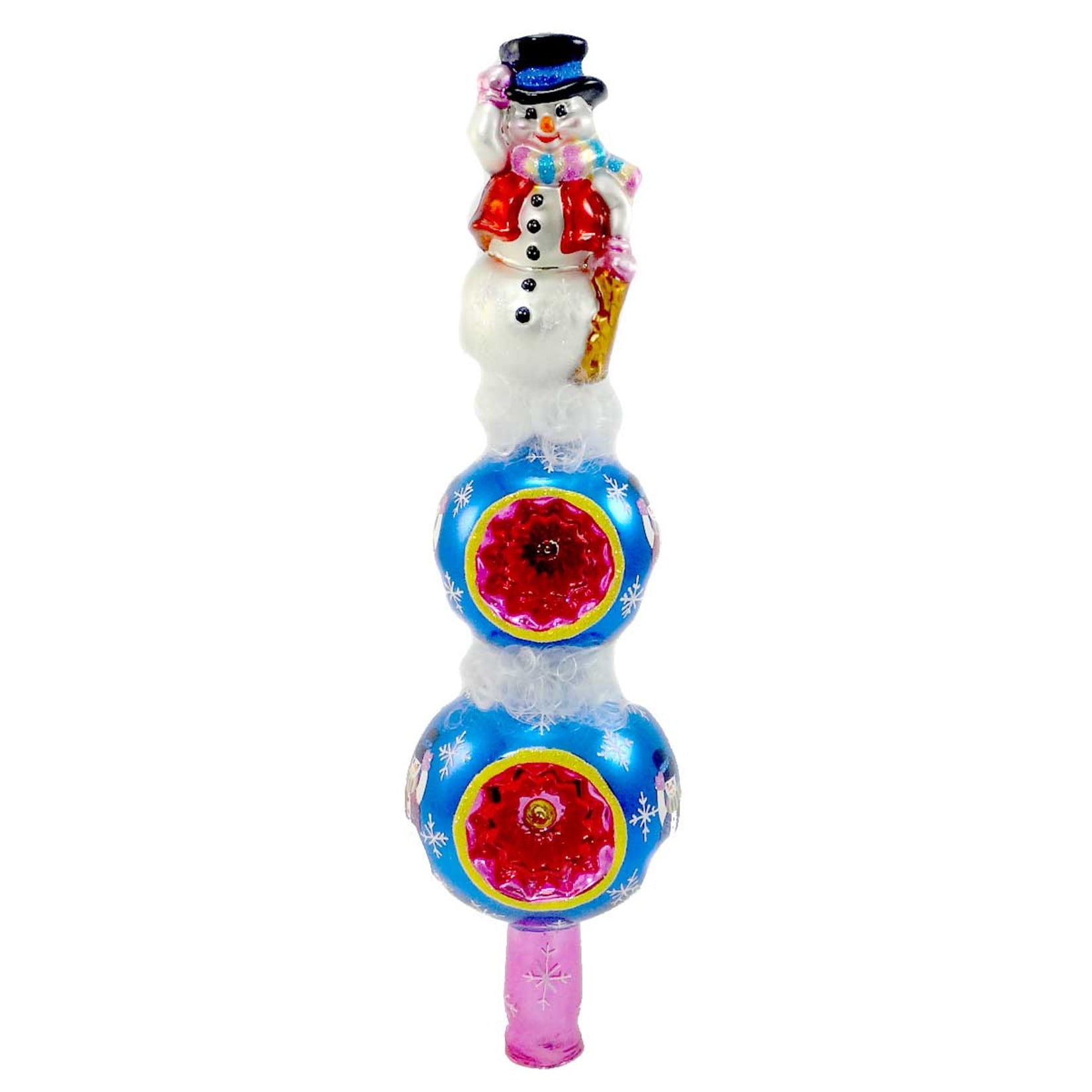14.50In Snow Cap Finial, Glass, Snowman Tree Topper Christmas 206130 ...