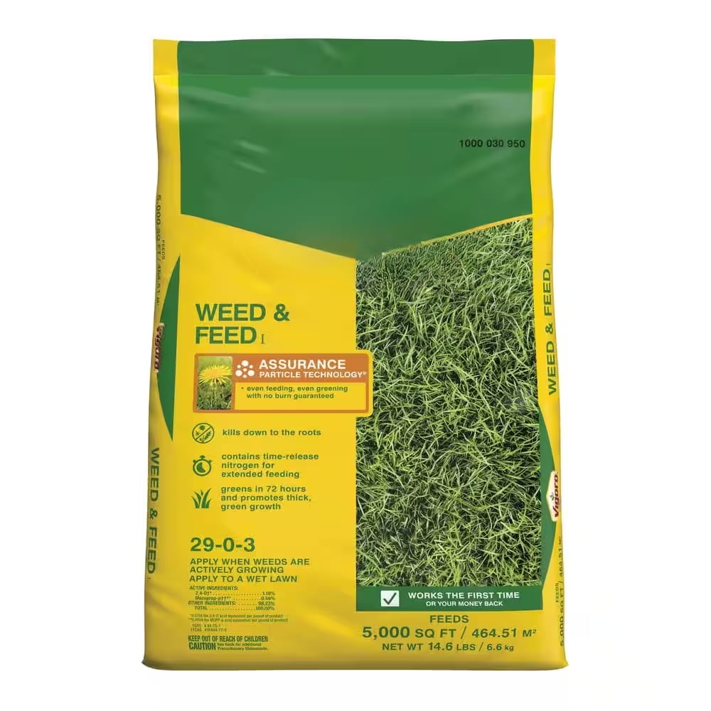14.6 pounds. 5000 square meters. Weed and feed Weed Killer plus lawn ...