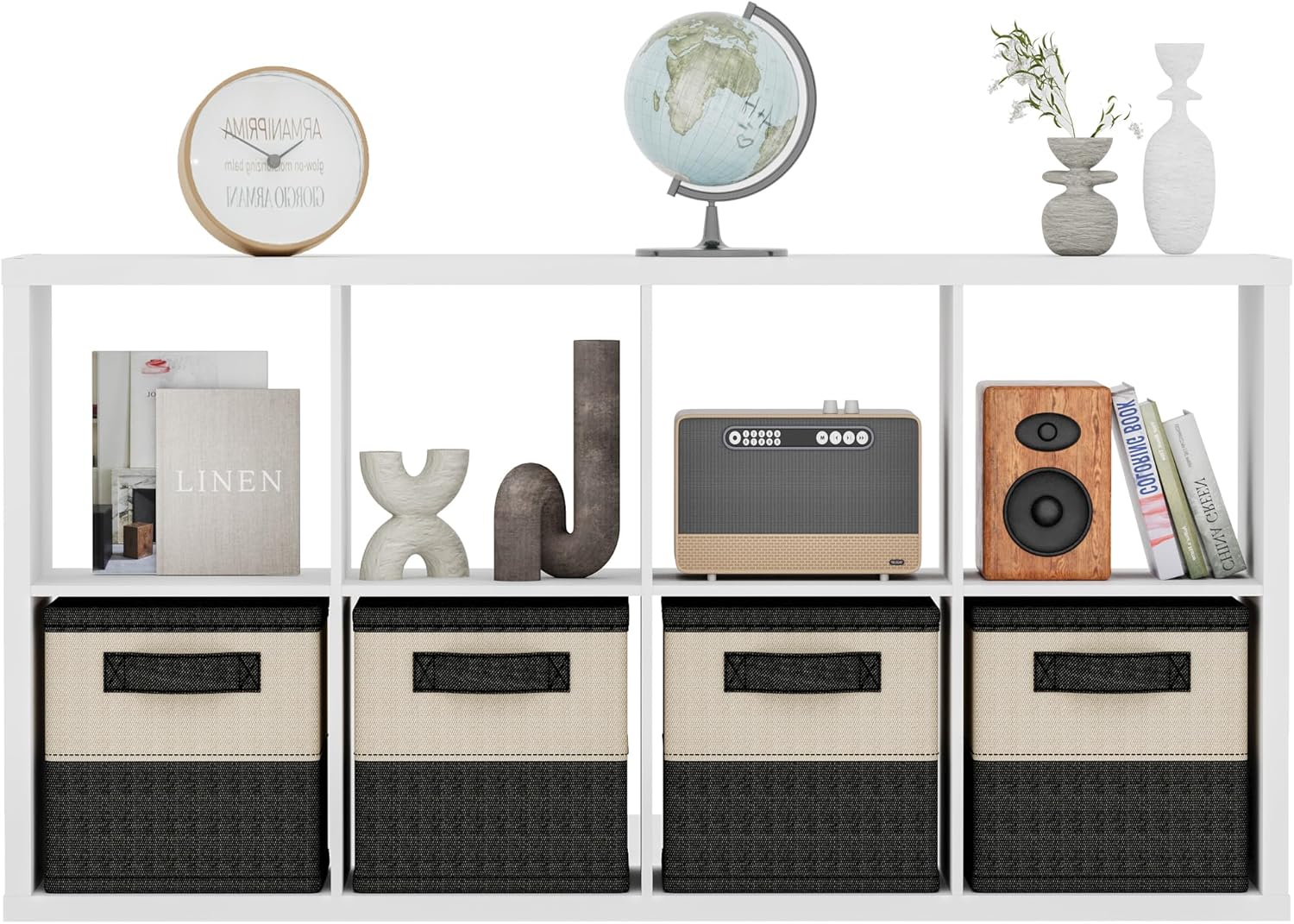 14.6" x 30" x 57.9" Wood White Cube Storage Organizer, Heavy Duty White ...