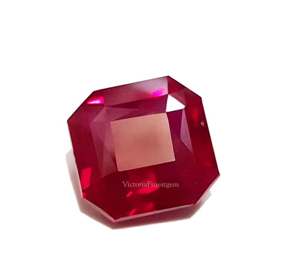 14.60 Ct Lab Grown Red Ruby Square Shape Ring Size Loose Gemstone ...