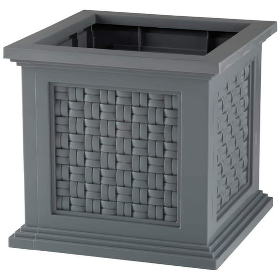 14.65 in. Faux Rattan Planter Box, Gray - Walmart.com