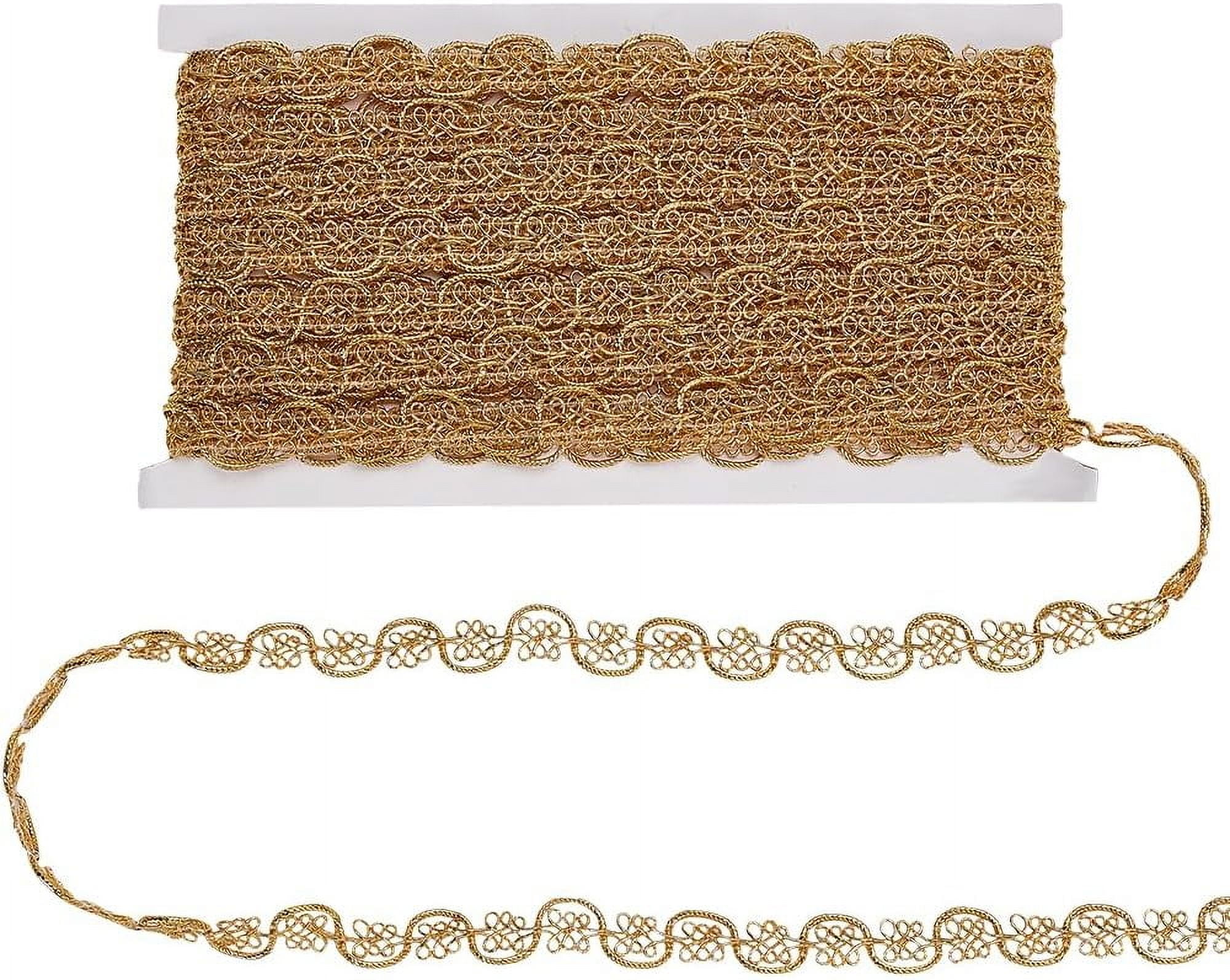 14.76 Yards(13.5m) Metallic Braid Lace Trim 13mm Wide Golden Centipede ...