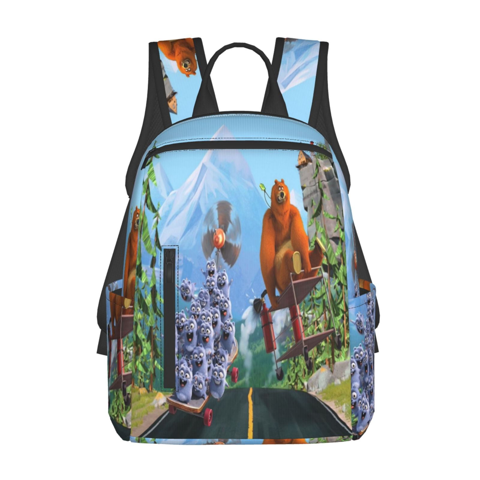14.7in Grizzy And The Lemmings Backpack Cute Cartoon Lightweight Backpacks Portable Outdoor ...