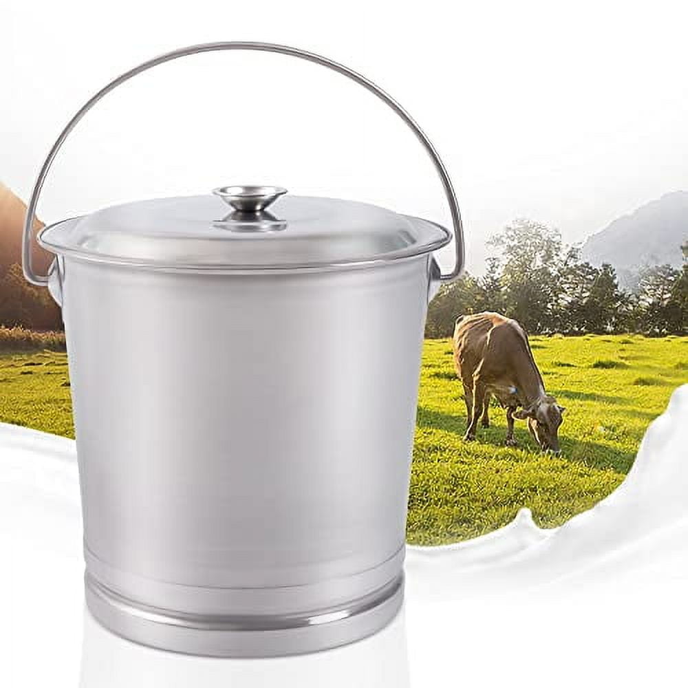 14.8 Qt Stainless Steel Bucket with Lid and Handle Metal Pail with Lid ...