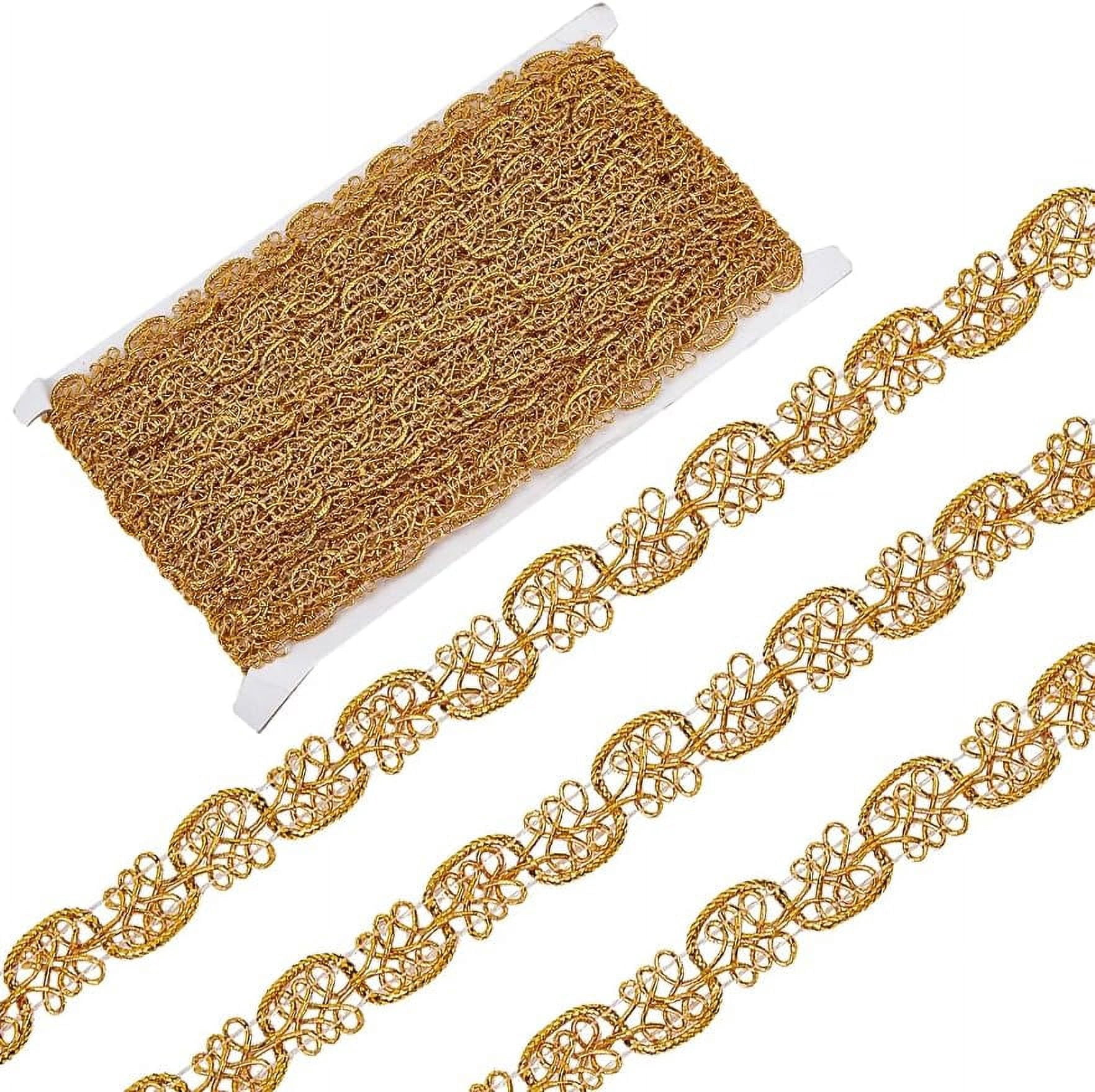 14.8Yds Metallic Lace Ribbon 1/2 Inch Yarn Gold Gimp Trim Decorated ...