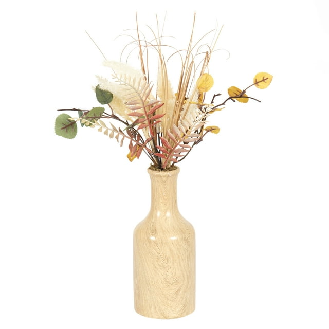 DesignOvation 14.9in Faux Fern Aspen Plant in Tan Ceramic Vase for ...