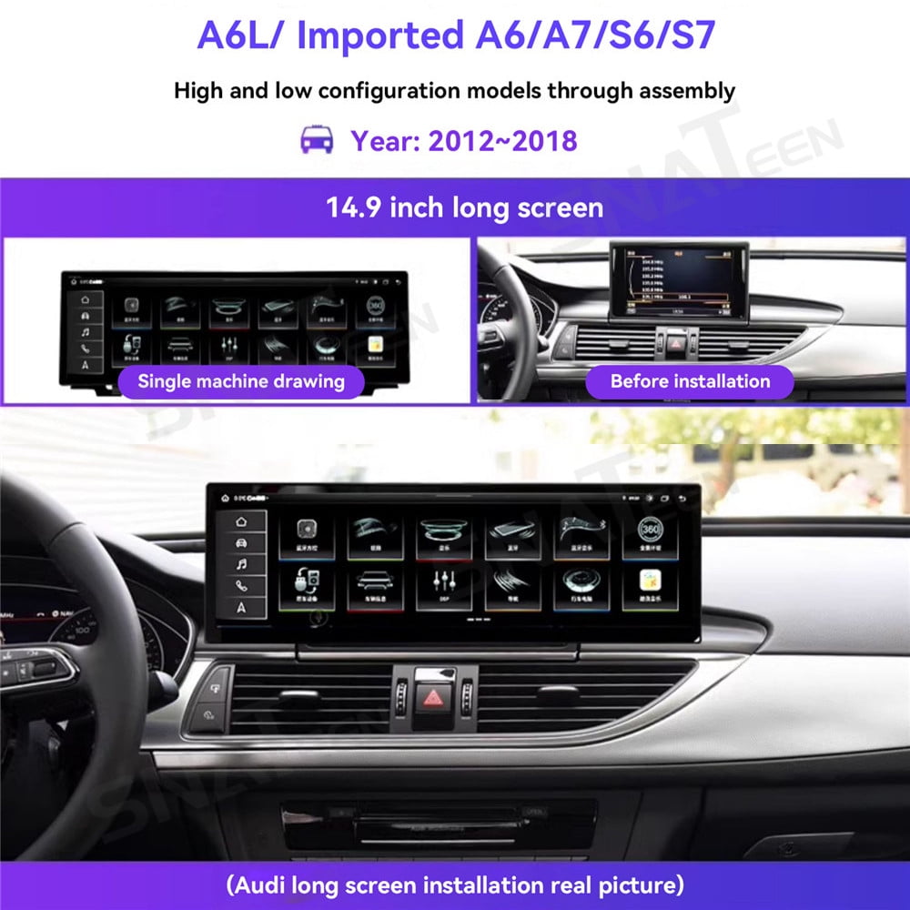 14.9 inch Carplay Screen/Radio/Multimedia Player for Audi A6 2012 2013 ...