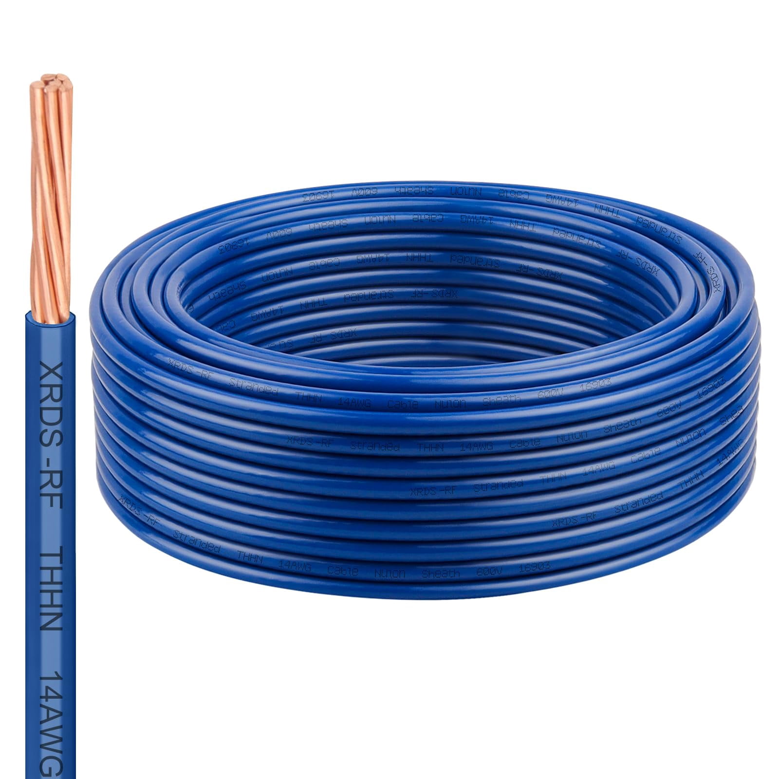 14 AWG THHN Stranded Bare Copper Wire 50FT Grounding Wire, Electrical ...