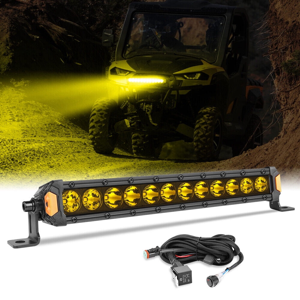 14" Amber LED Light Bar Driving Fog Light Single Row Combo Bumper ...