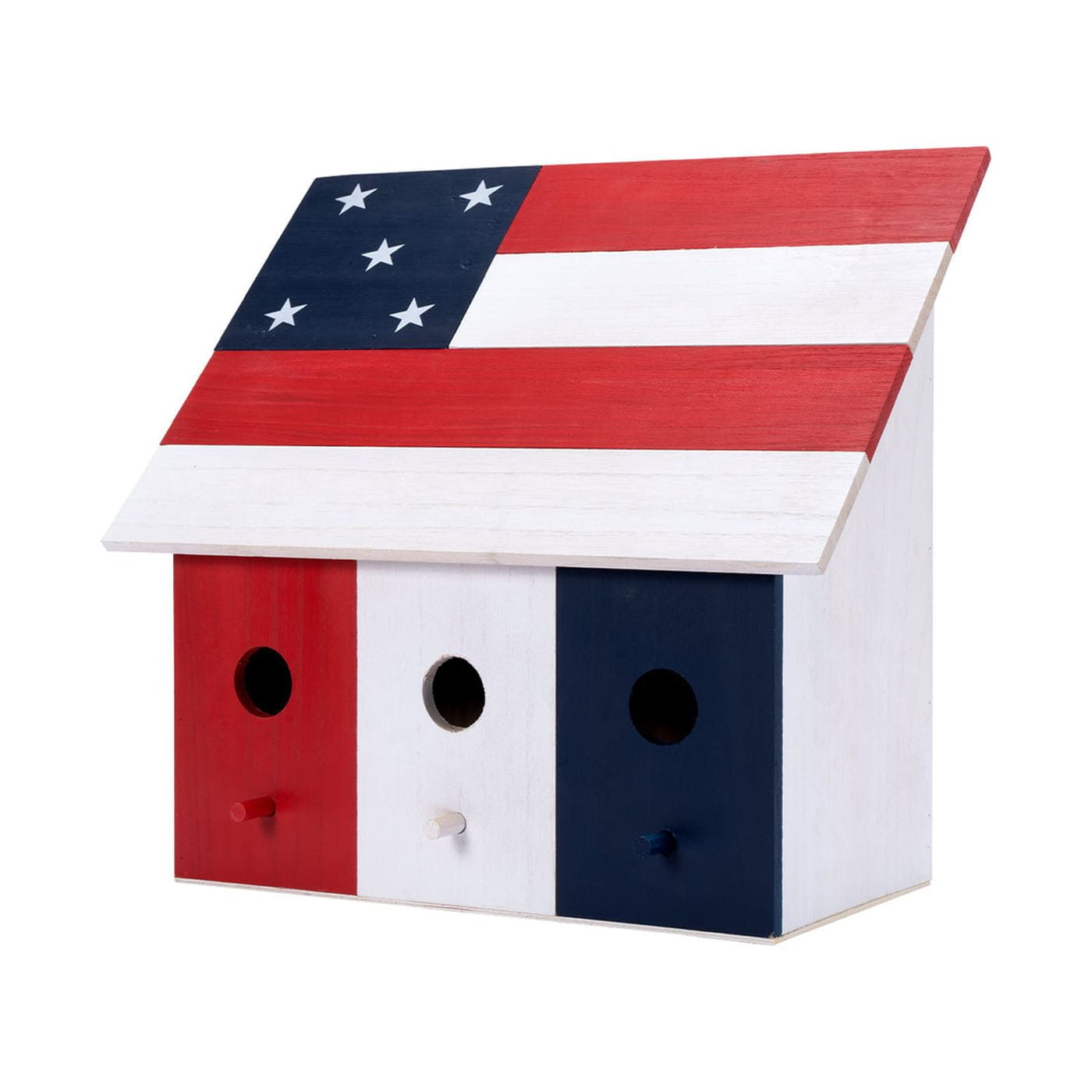14" Americana 3 compartment Wood Birdhouse - Walmart.com