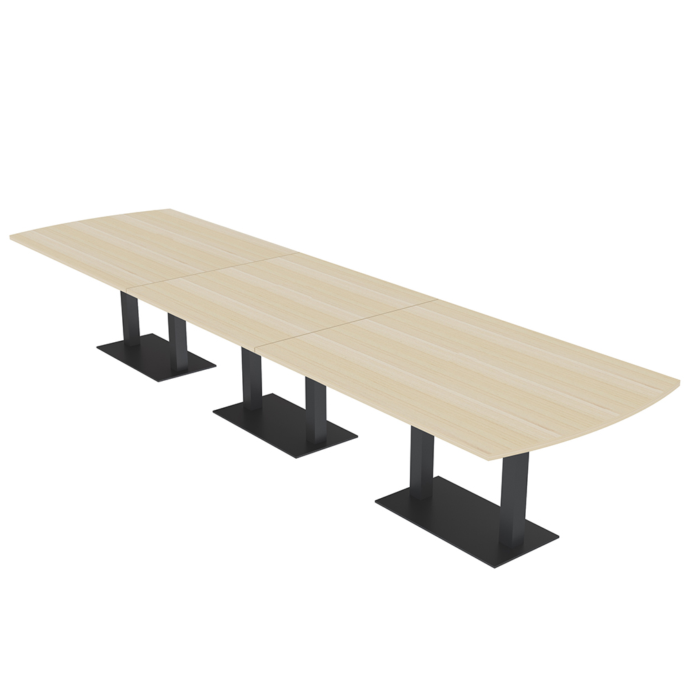 14' Arc Rectangle Modular Meeting Table Double Black Bases w/Electric ...