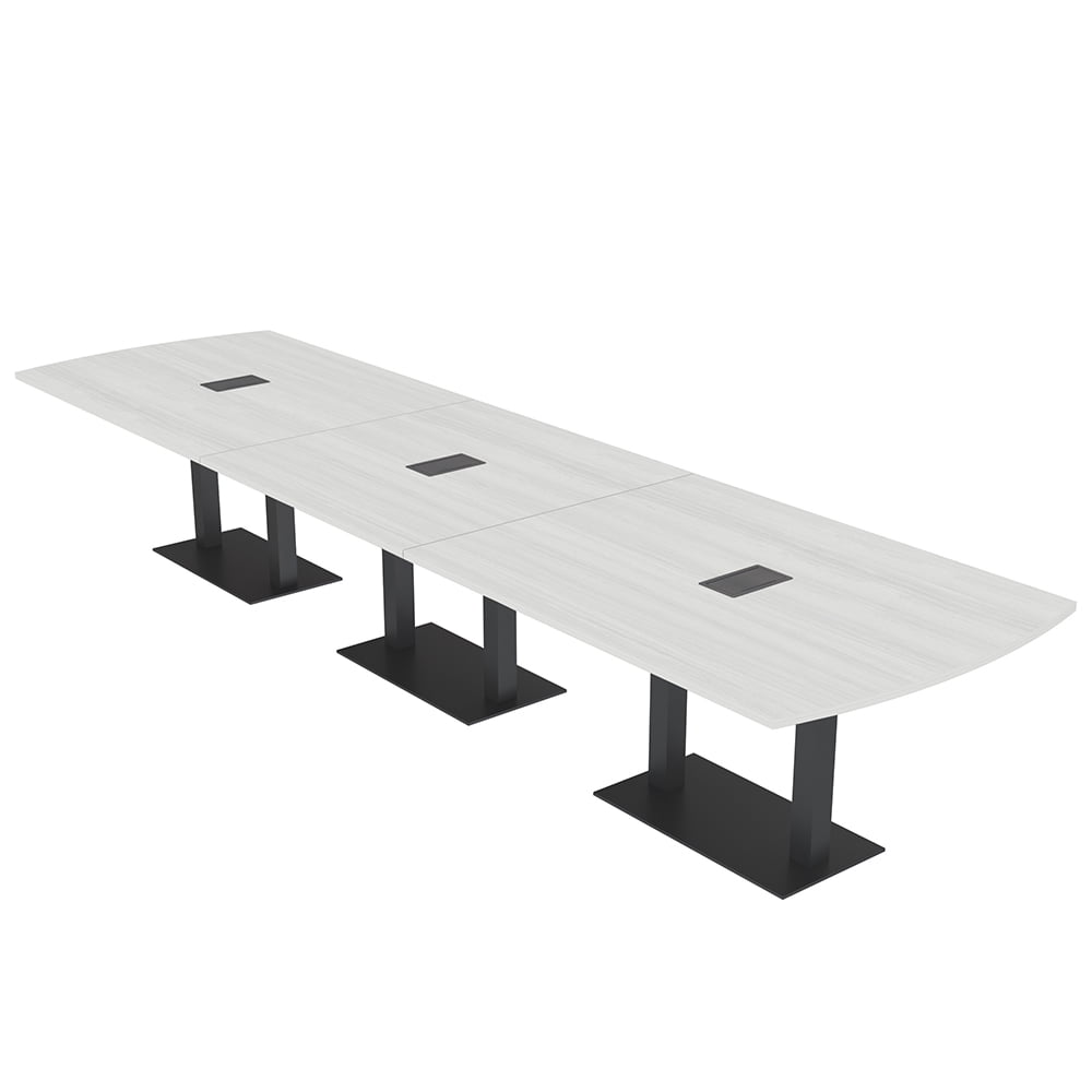 14' Arc Rectangle Modular Meeting Table Double Black Bases w/Electric ...
