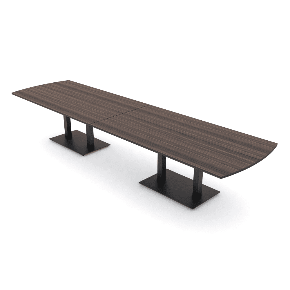 14' Arc Rectangle Modular Meeting Table Double Black Bases w/Electric ...