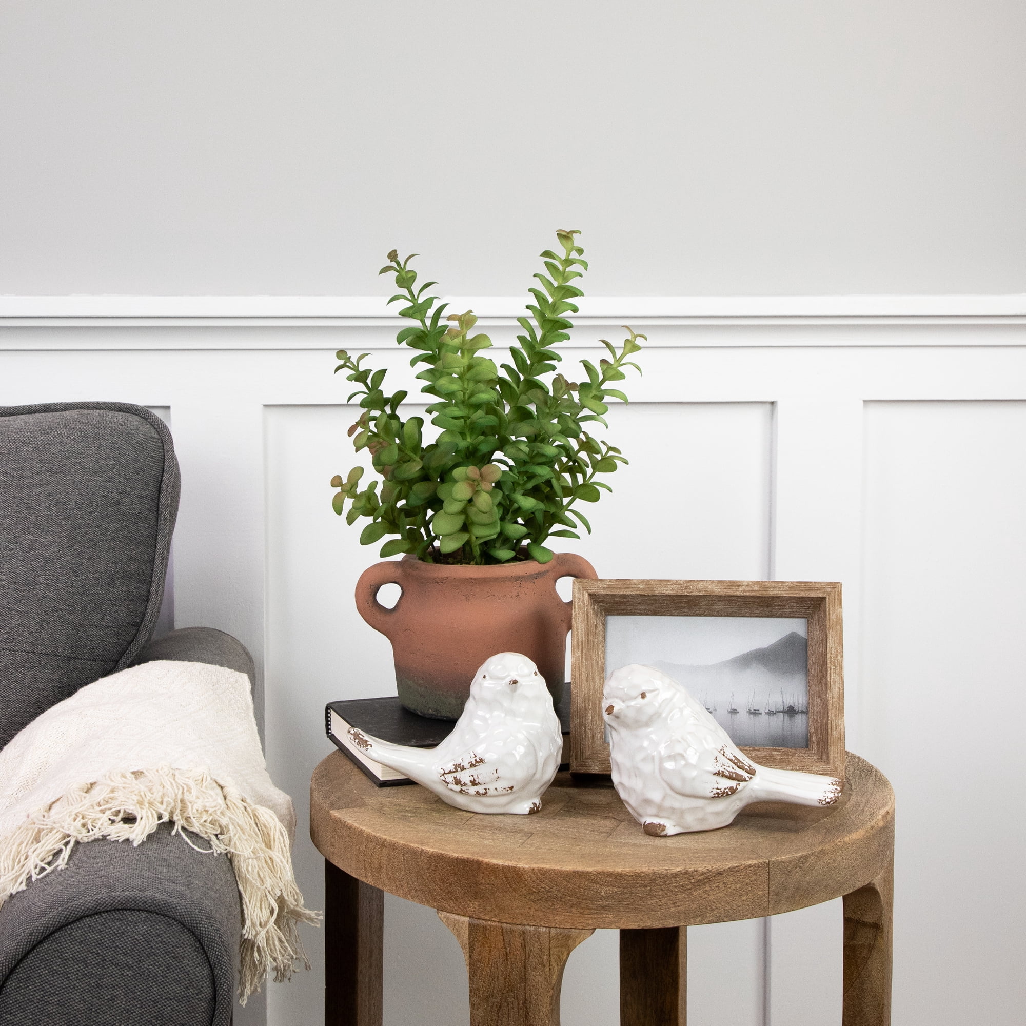 Northlight 14" Faux Priivet Plant in Vintage Milk Can Earthenware Pot ...