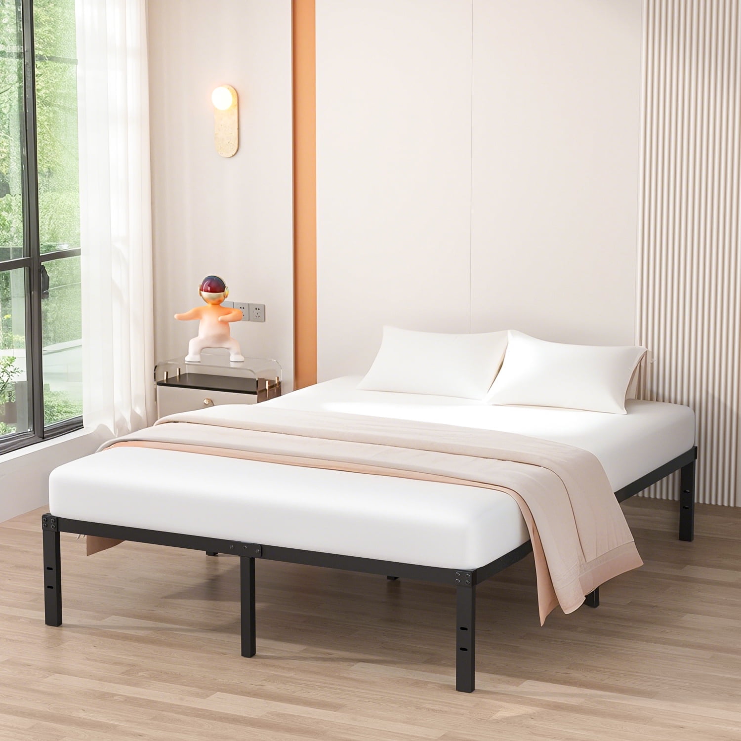 VOLIX 14" Black High Profile Bed Frame With Bed Storage, No Box Spring ...