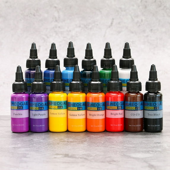 14 Bottle Professional Permanent Makeup Tattoo Ink Kit 1oz Tattoo Inks ...