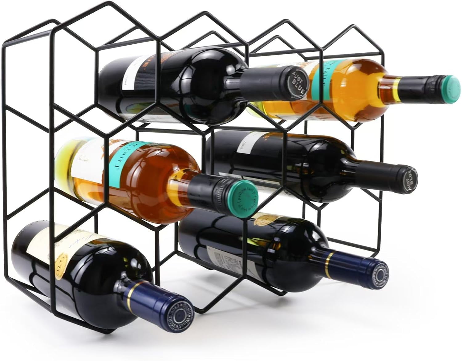 14 Bottles Black Wine Racks Countertop,3 Tiers Meta Wine Holderl for ...
