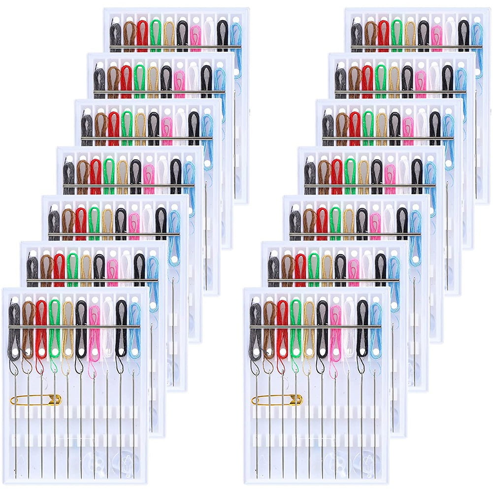 14 Boxes Mini Quick Fix Sewing Kit Easy Pre Threaded Needle Kit Basic ...