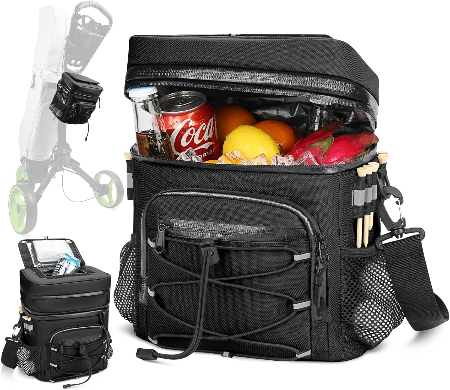 14-Can Golf Cart Expandable Cooler Bag, Soft Insulated Cooler Bag with ...
