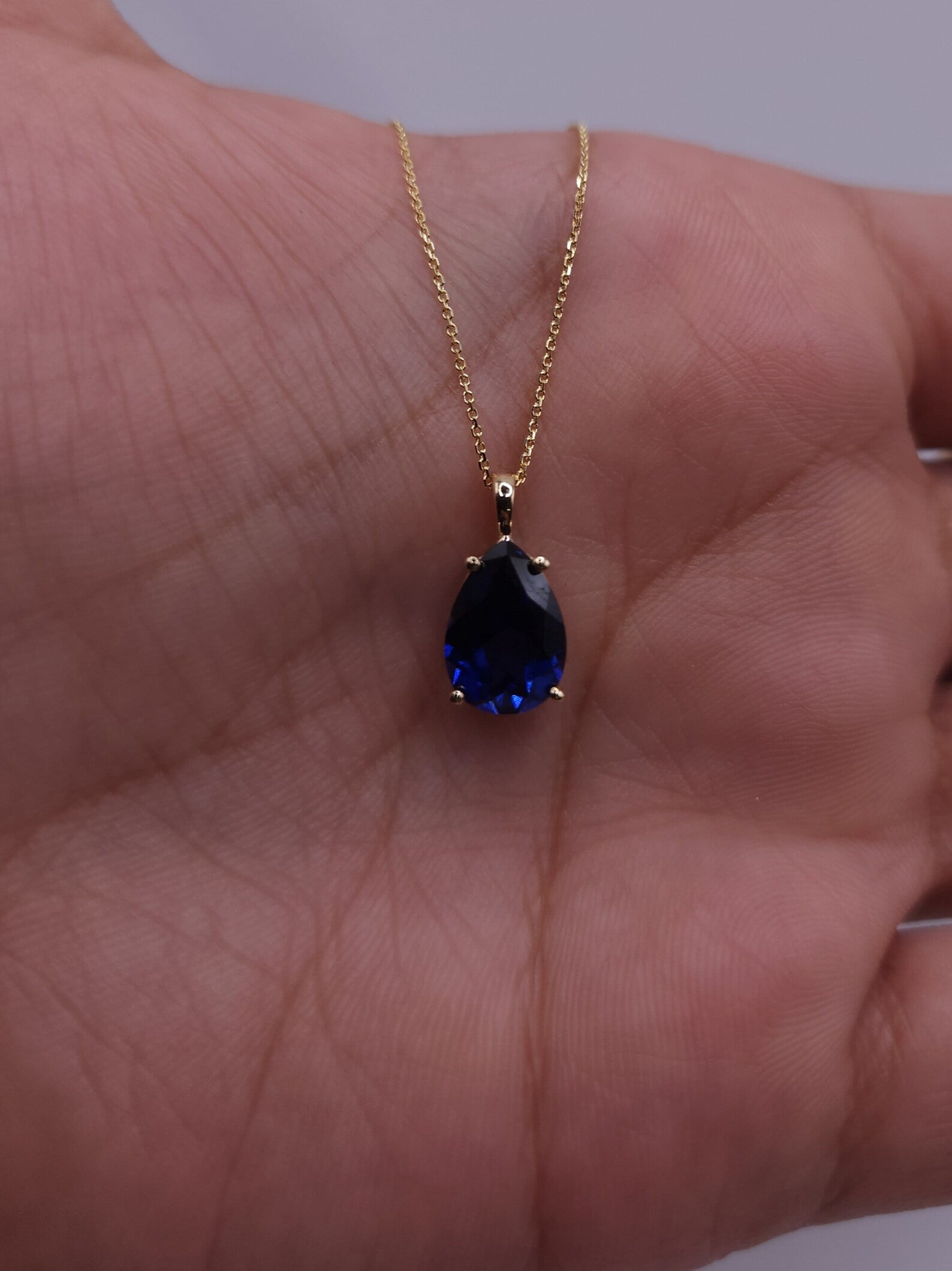 14 Carat Natural Pear Cut Sapphire Gold Plated Jewelry Birthday Gift ...