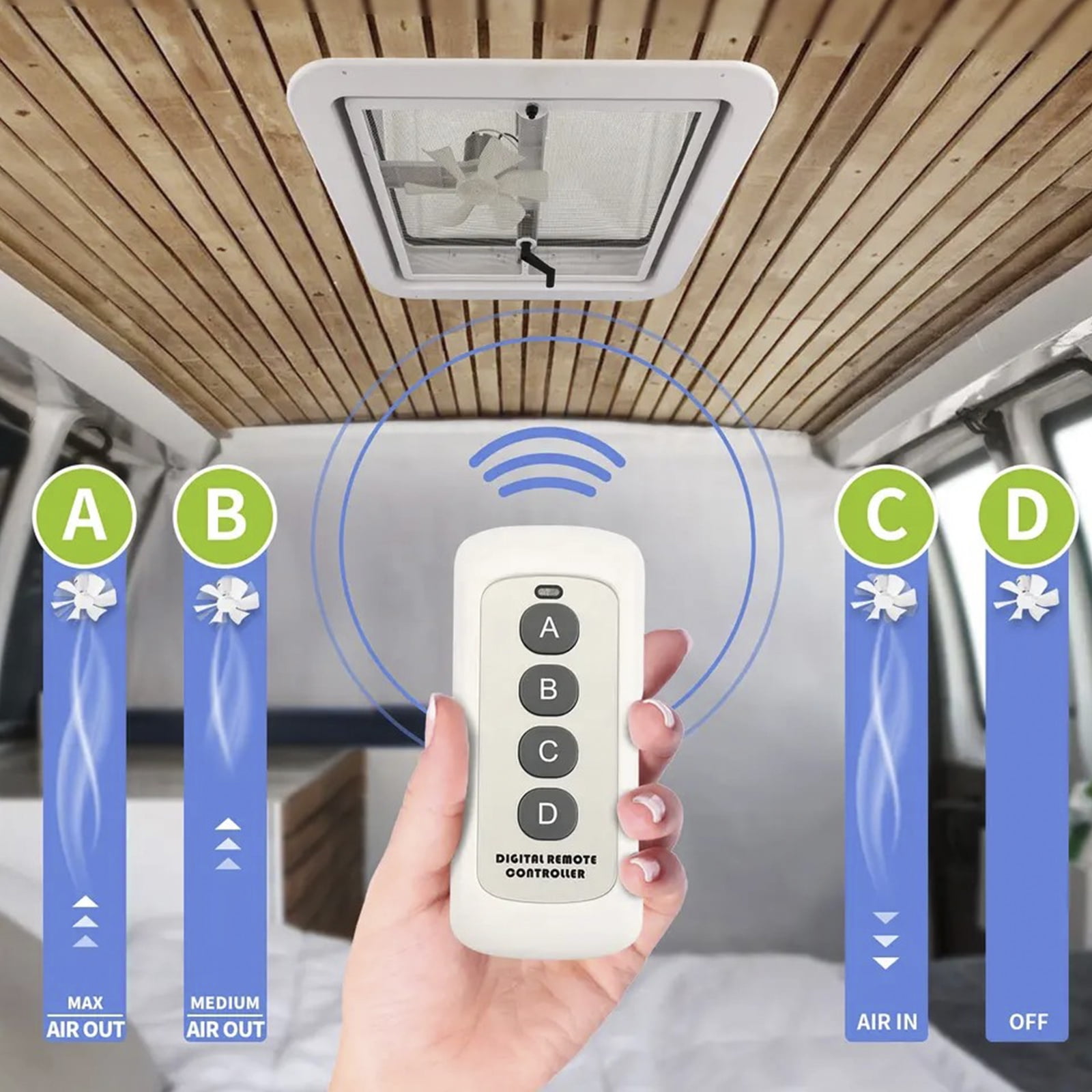 14" Caravan Skylight Roof Vent Remote Control Camper Motorhome RV ...