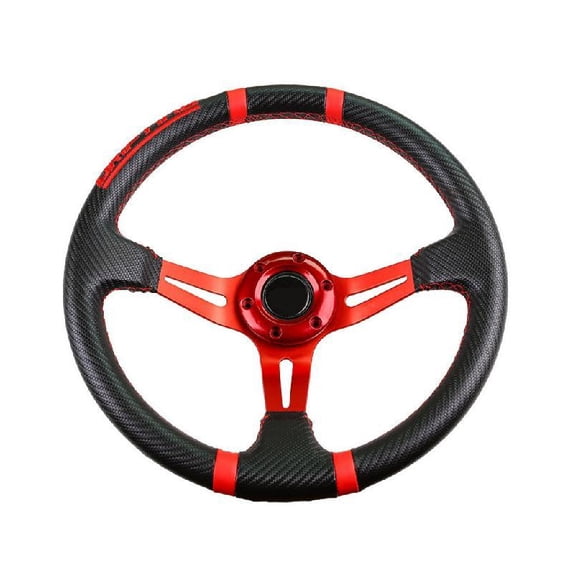 14" Carbon Steering Profound Dish with 4-Line Embroidery, Ergonomic Fit ...