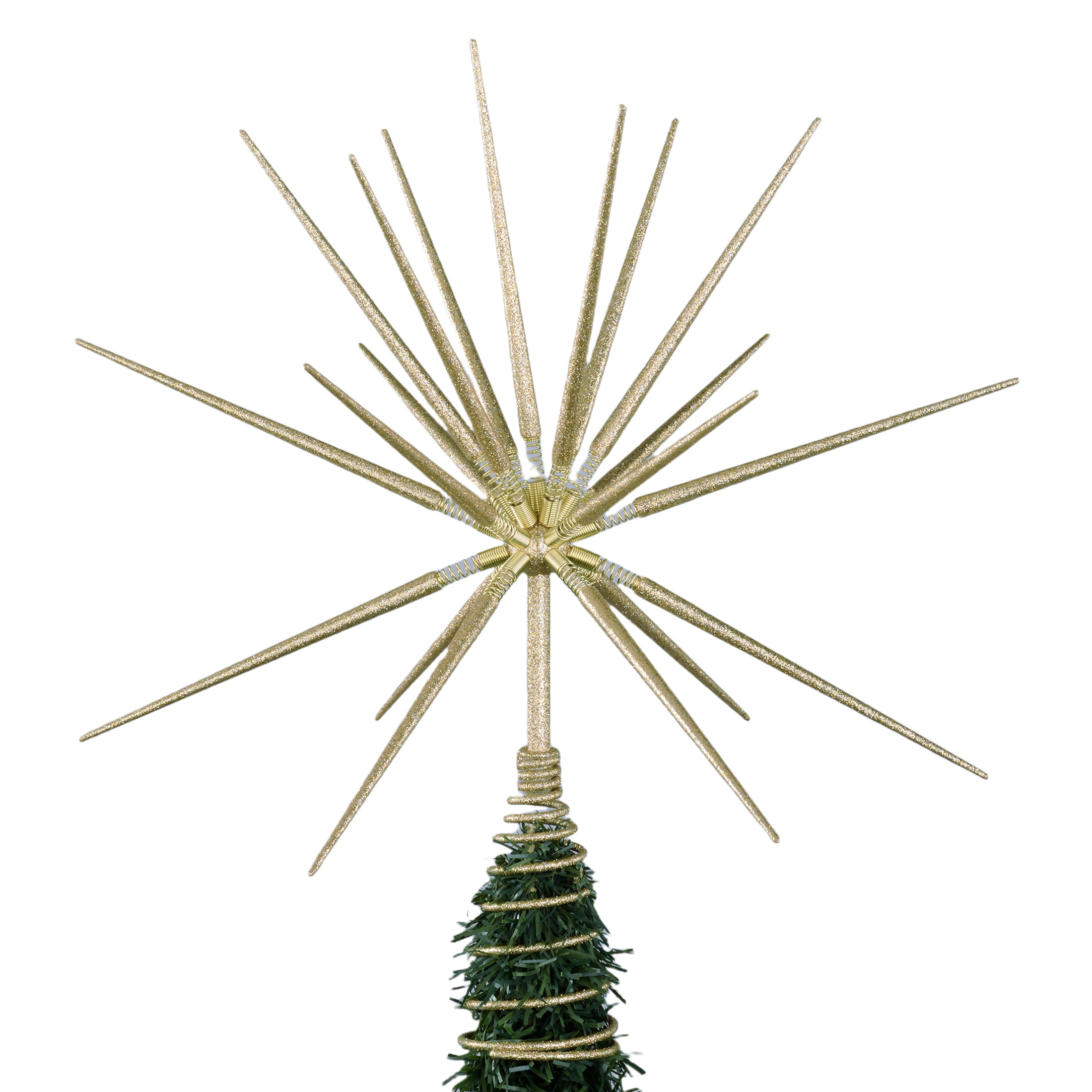 Gold Metal Starburst Christmas Tree Topper, 14", by Holiday Time