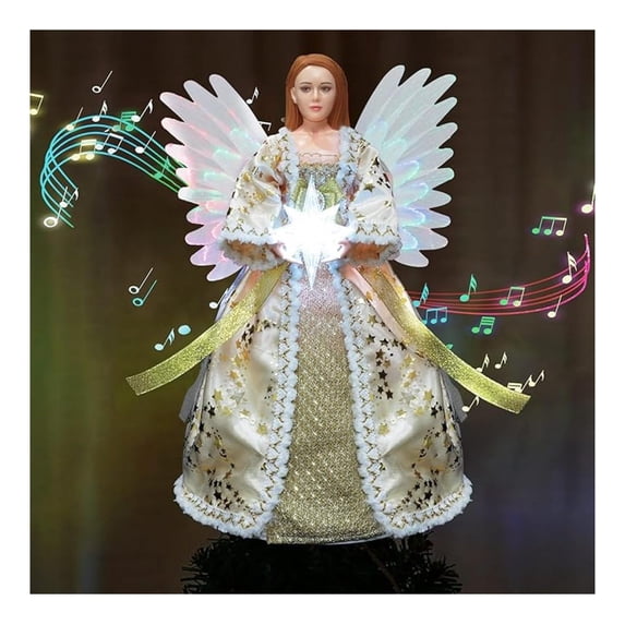 14‘’Christmas Tree Topper Shining Angel with RGB Lights, Xmas Tree ...