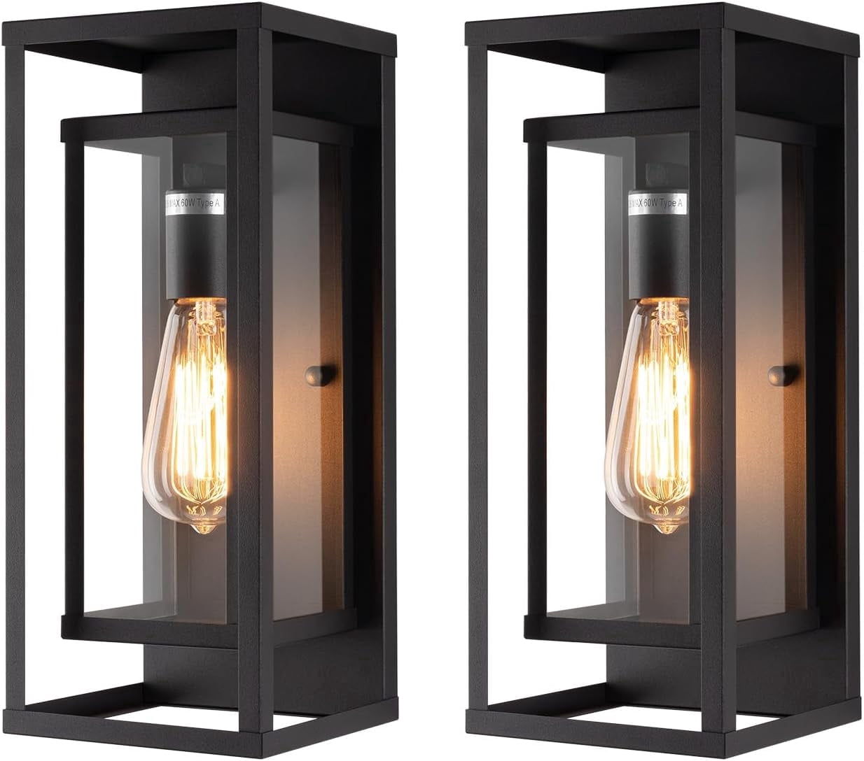 14" Classic Outdoor Wall Sconce 1 Light in Matte Black Rectangular ...