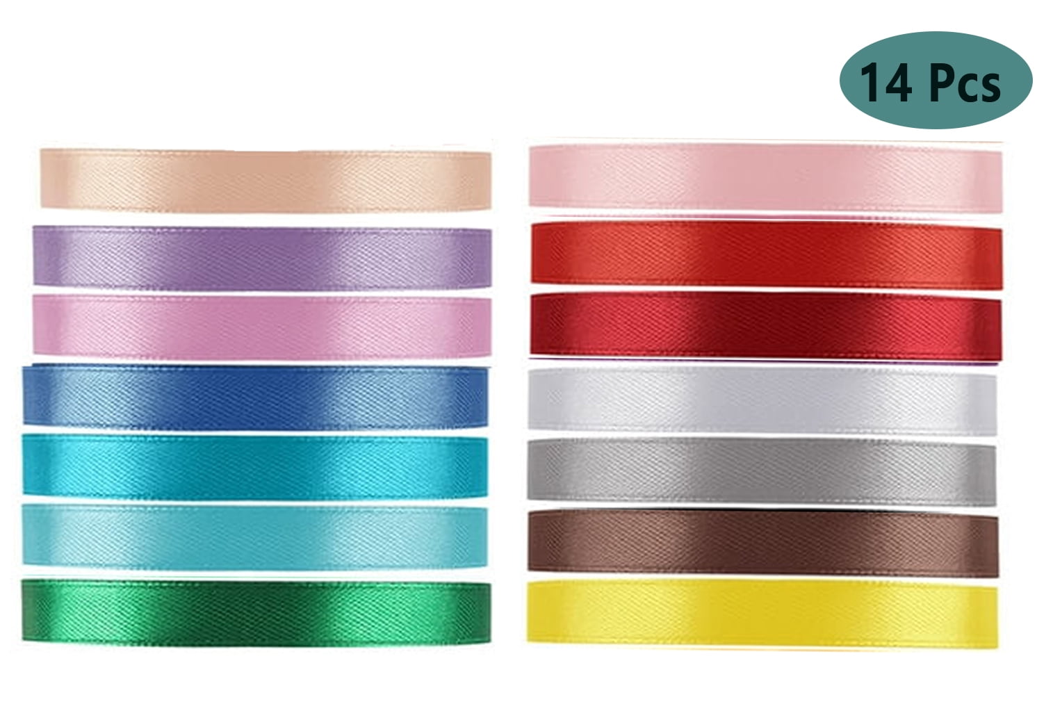 14 Colors Fabric Satin Ribbons Rolls 2/5" Wide 25 Yard Each Silk Satin ...