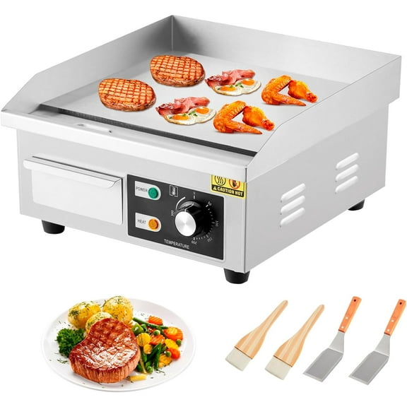 Commercial Electric Griddle, 14.5" 1500W Indoor Countertop Grill ...