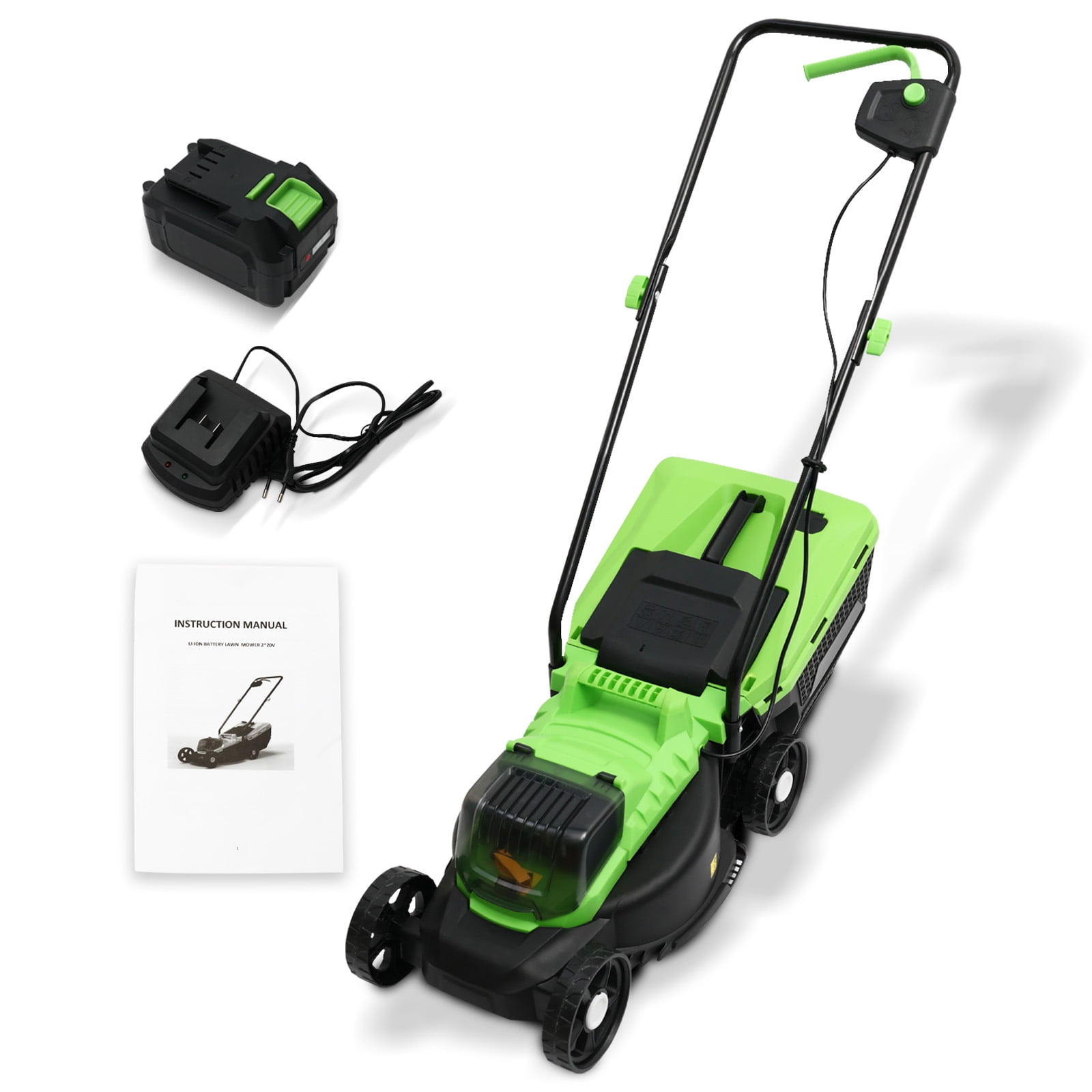 14" Cordless Push Lawn Mower, 20V Brushless Electric Lawn Mower, 3 ...