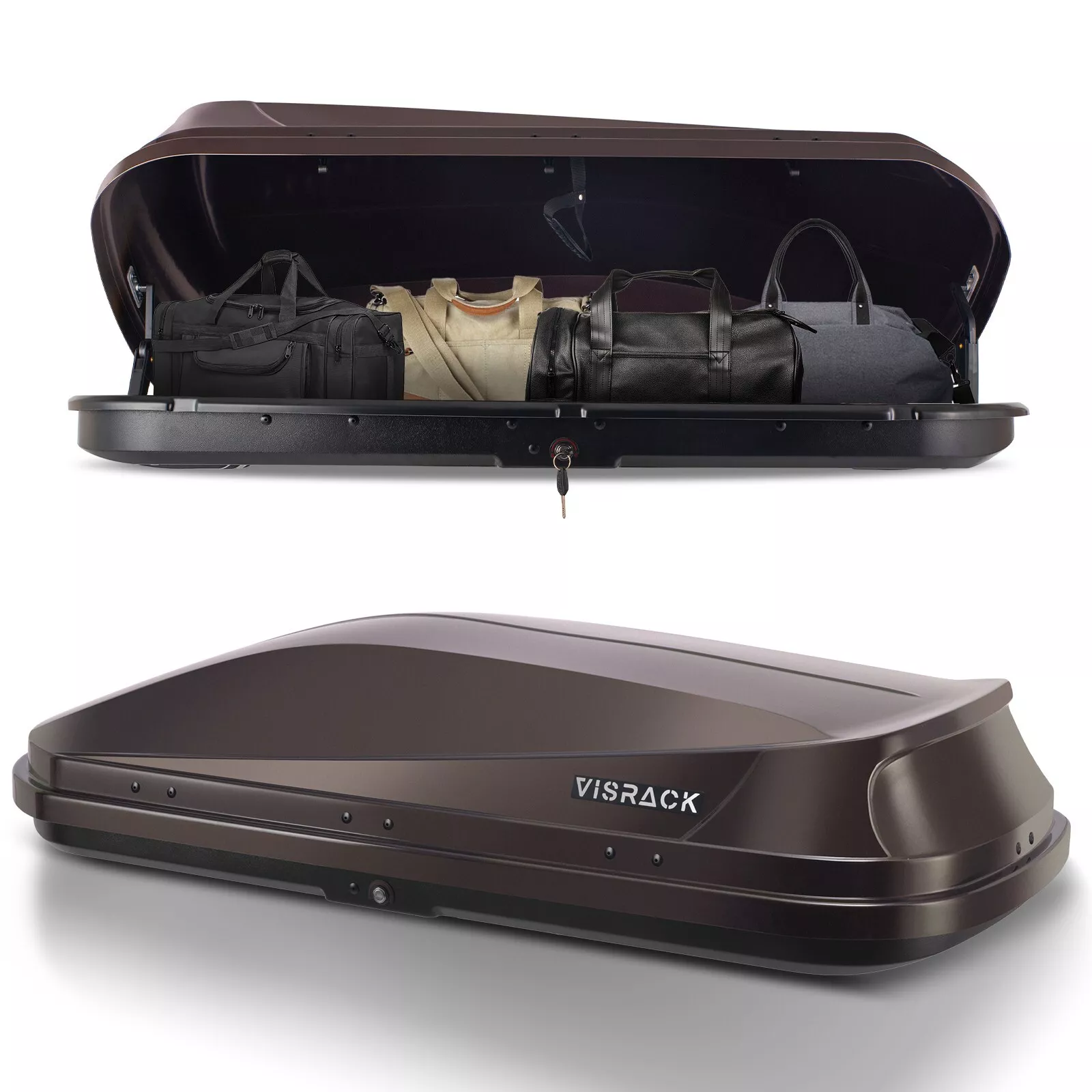 14 Cu. Ft. Rooftop Cargo Box Luggage Carrier w/ Keys, Dual Opening ...
