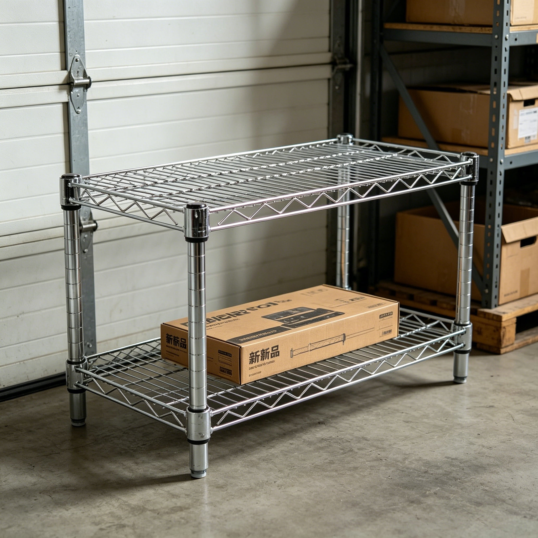 14"D x 24"W Chrome Wire Shelving with 2 Tiers, Weight Capacity 800 lbs ...