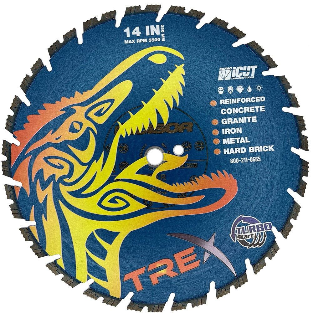 14" DIAMOND BLADE WITH TURBO-START SEGMENTS, CUTS THROUGH EVERYTHING ...