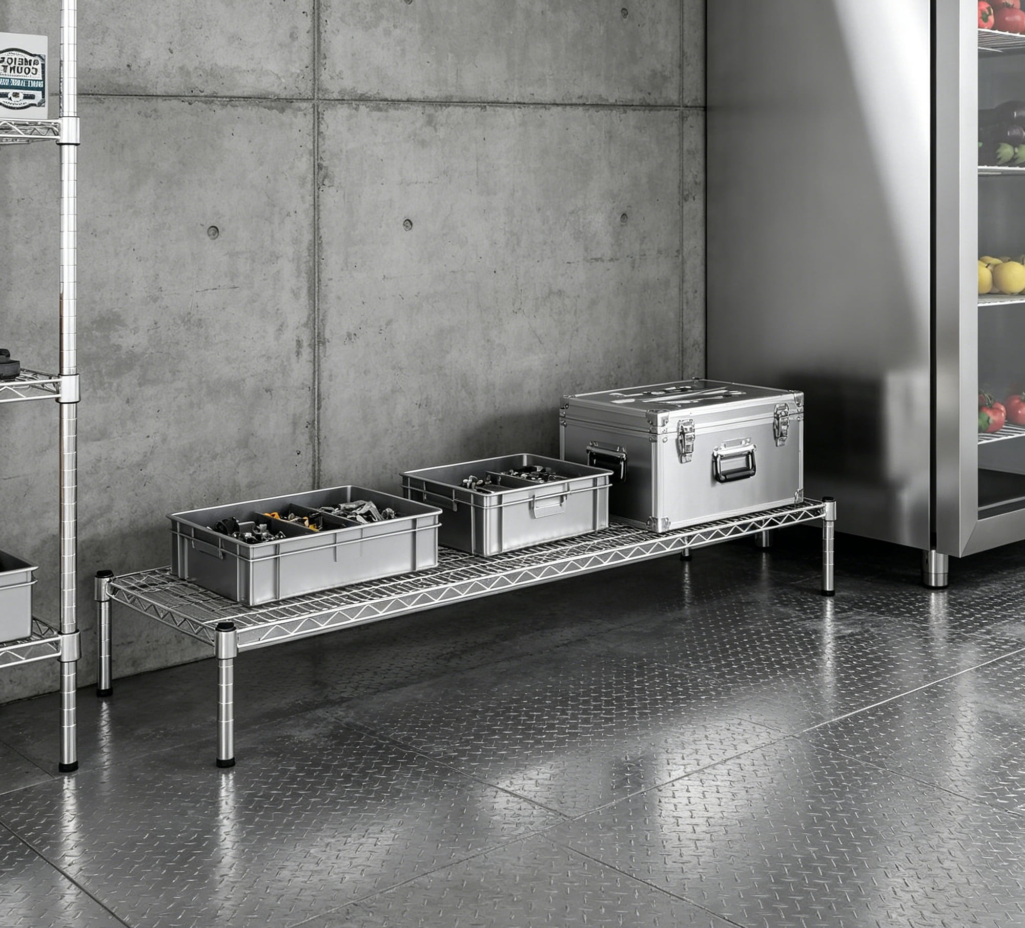 14" Deep x 72" Wide x 8" Height 1-Tier Wire Shelving Kit, Commercial ...