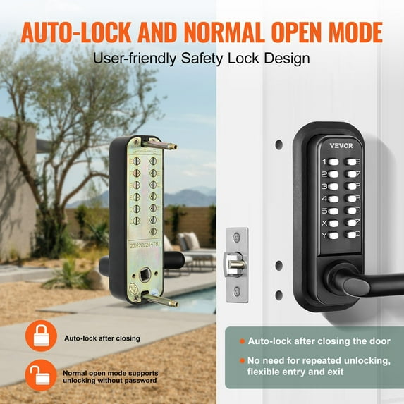 14-Digit Keypad Deadbolt Lock, Keyless Entry Door Lock with Handle ...