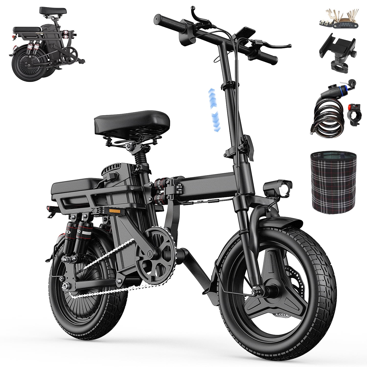 14''Electric Bikes for Adults 500W Motor,48V 20AH,Top Speed 22MPH ...
