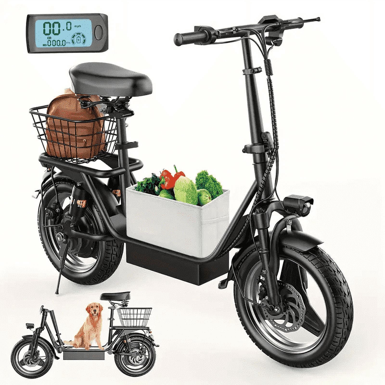 14" Electric Scooter with Seat Adult, 650W Peak Motor, 30 Miles Range ...