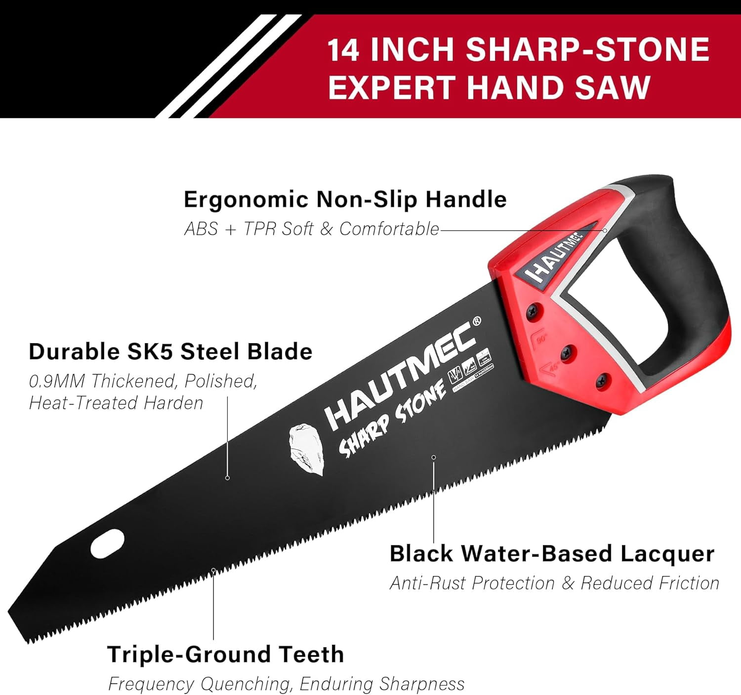 14" Expert Hand Saw for Accurate, Clean & Labor-Saving Cutting, 11 TPI ...