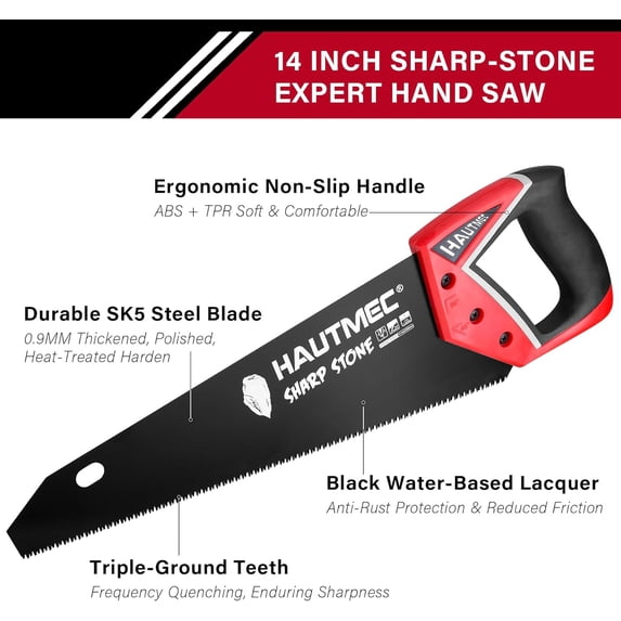 14" Expert Hand Saw for Accurate, Clean & Labor-Saving Cutting, 11 TPI ...