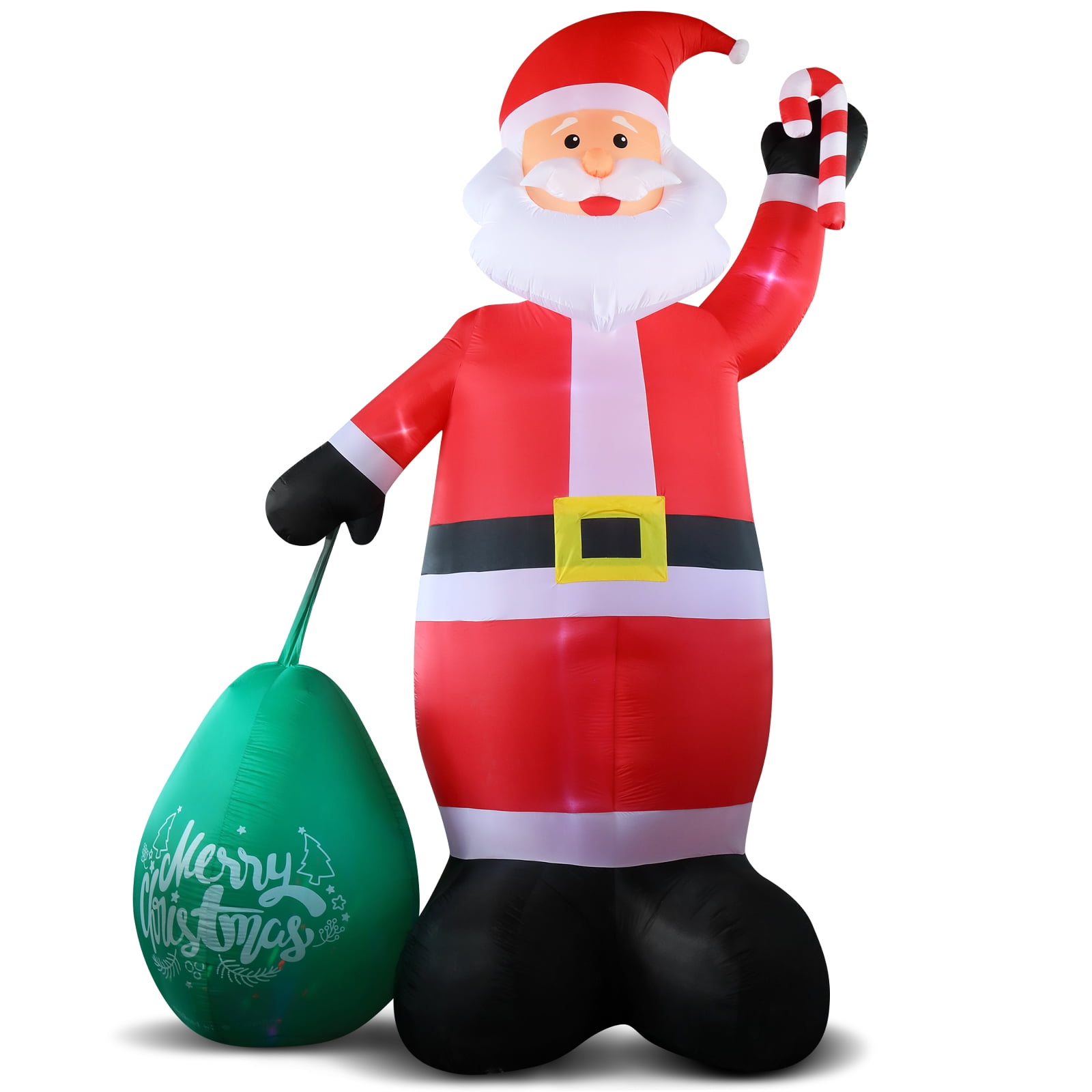 14 FT Lighted Christmas Inflatable Decoration, Giant Inflatable Santa Claus with Large Gift Bag ...