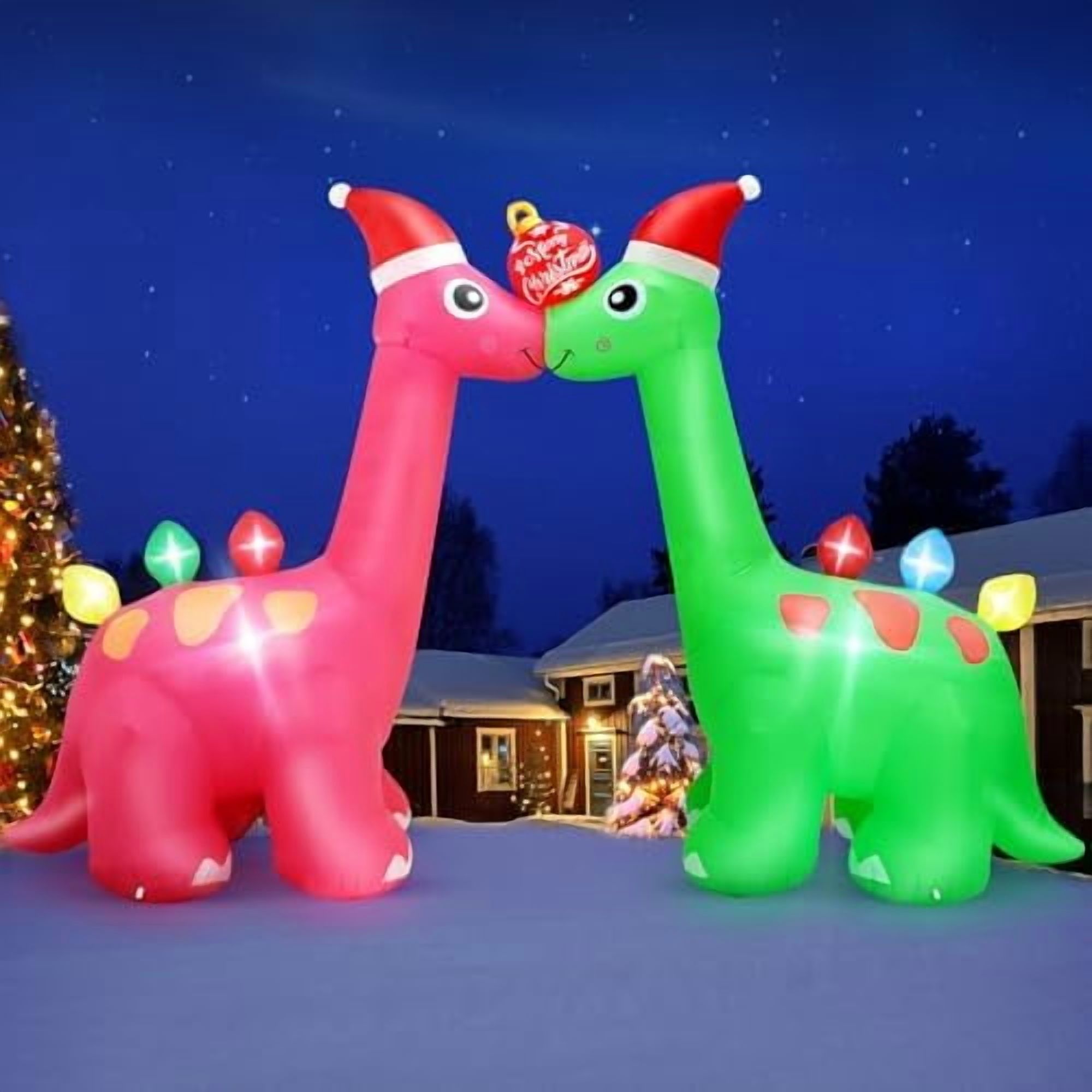 14 FT Long Christmas Inflatable Decoration Two Dinosaurs Archway with ...