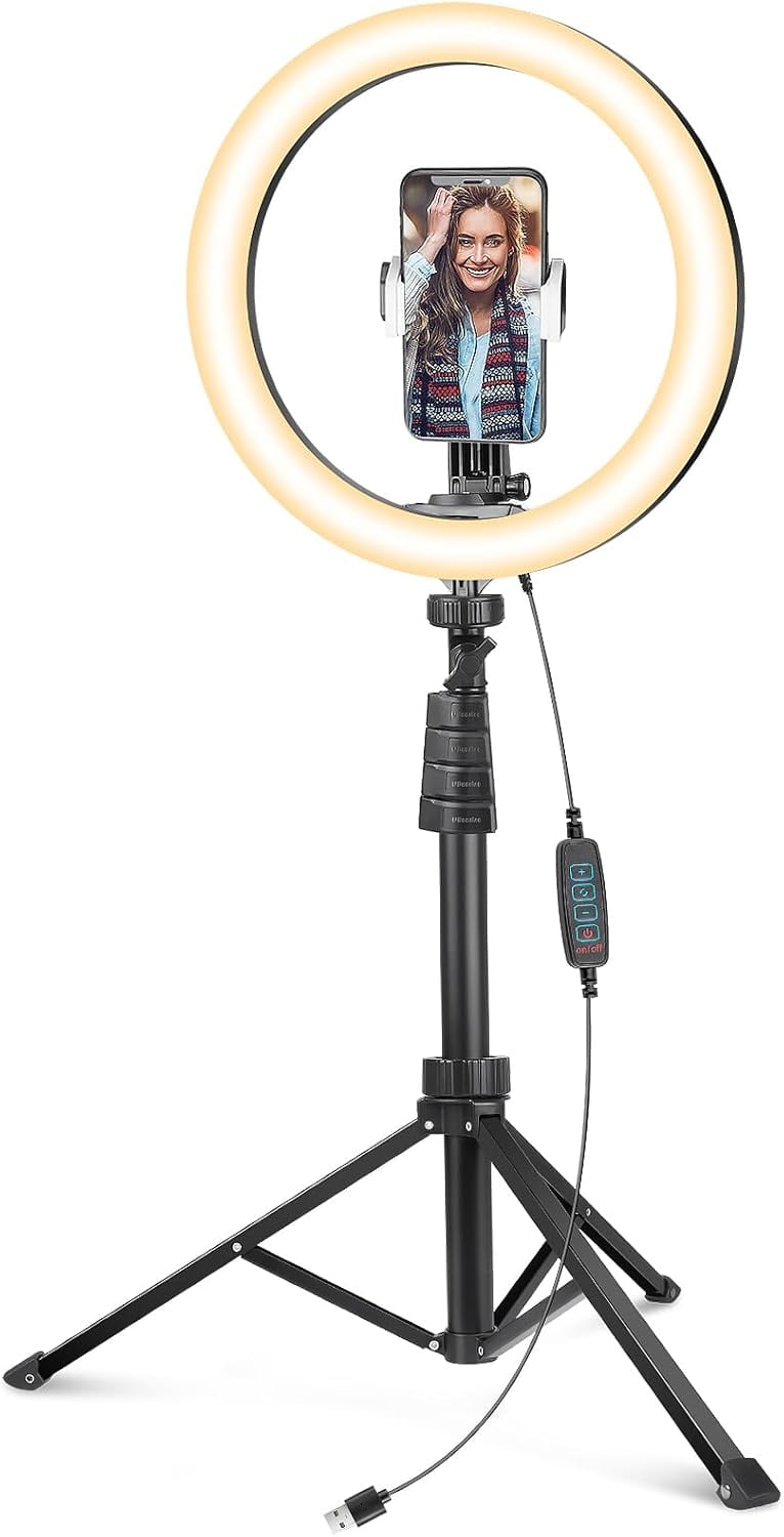 14'' Foldable Ring Light with 62'' Tripod Stand and Phone Holder, LED ...