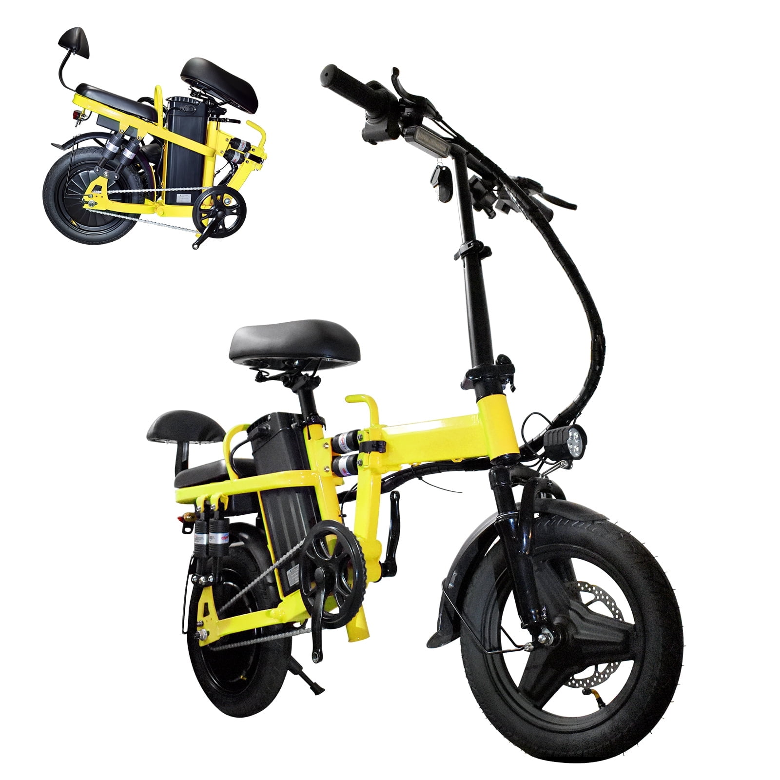 14" Folding Electric Bike for Adults – 500W Motor, 48V 20Ah Battery, Dual Suspension, LCD ...
