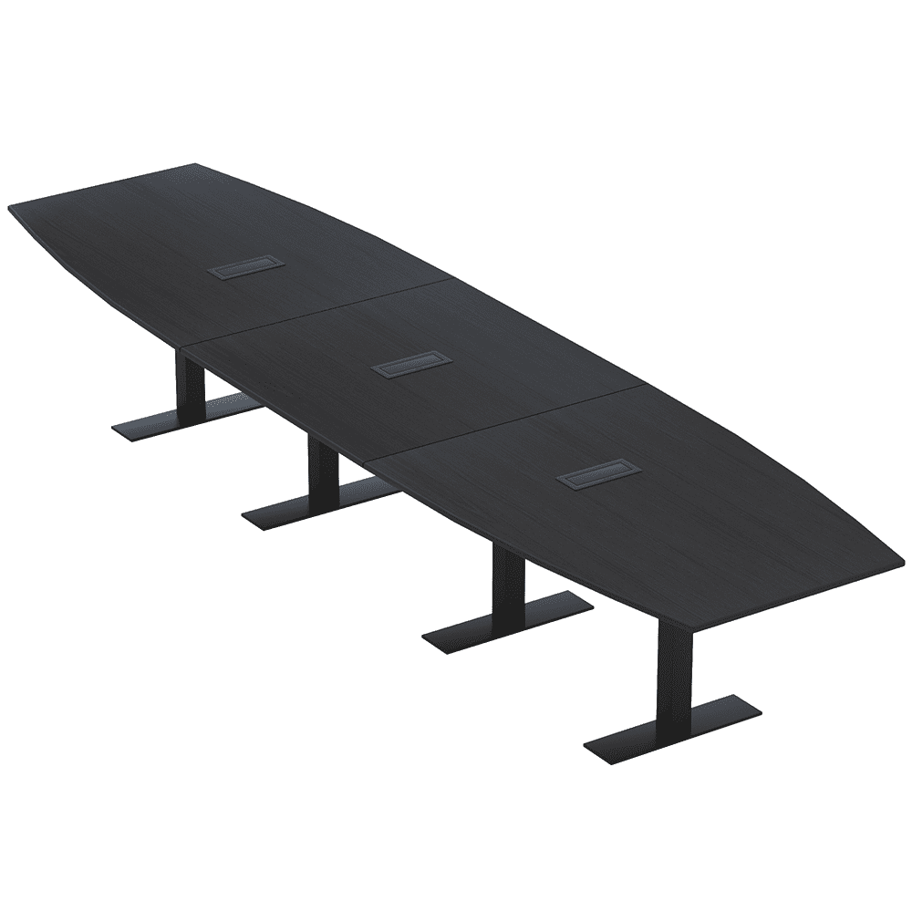 14 Foot Boat Shaped Modular Conference Table Metal T-Bases w/Electric ...