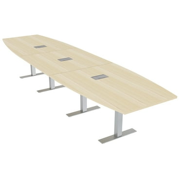 18 Ft Modular Arc Boat Conference Table Square Metal Bases w/Electric ...