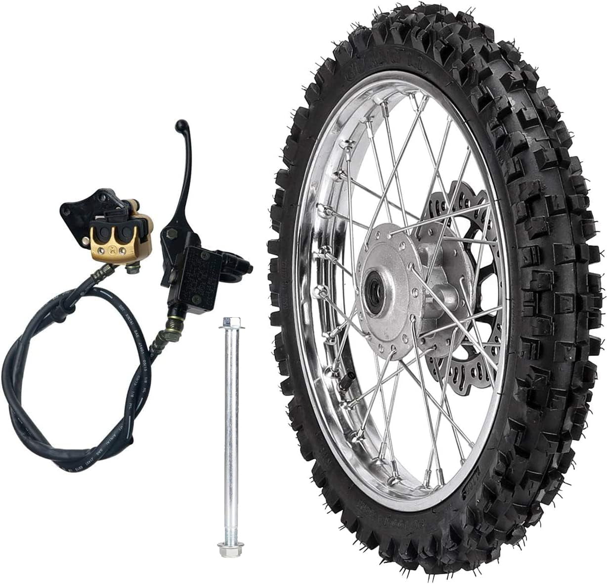 14" Front Wheel 60/100-14 Tire and Rim with Brake Caliper Assembly ...