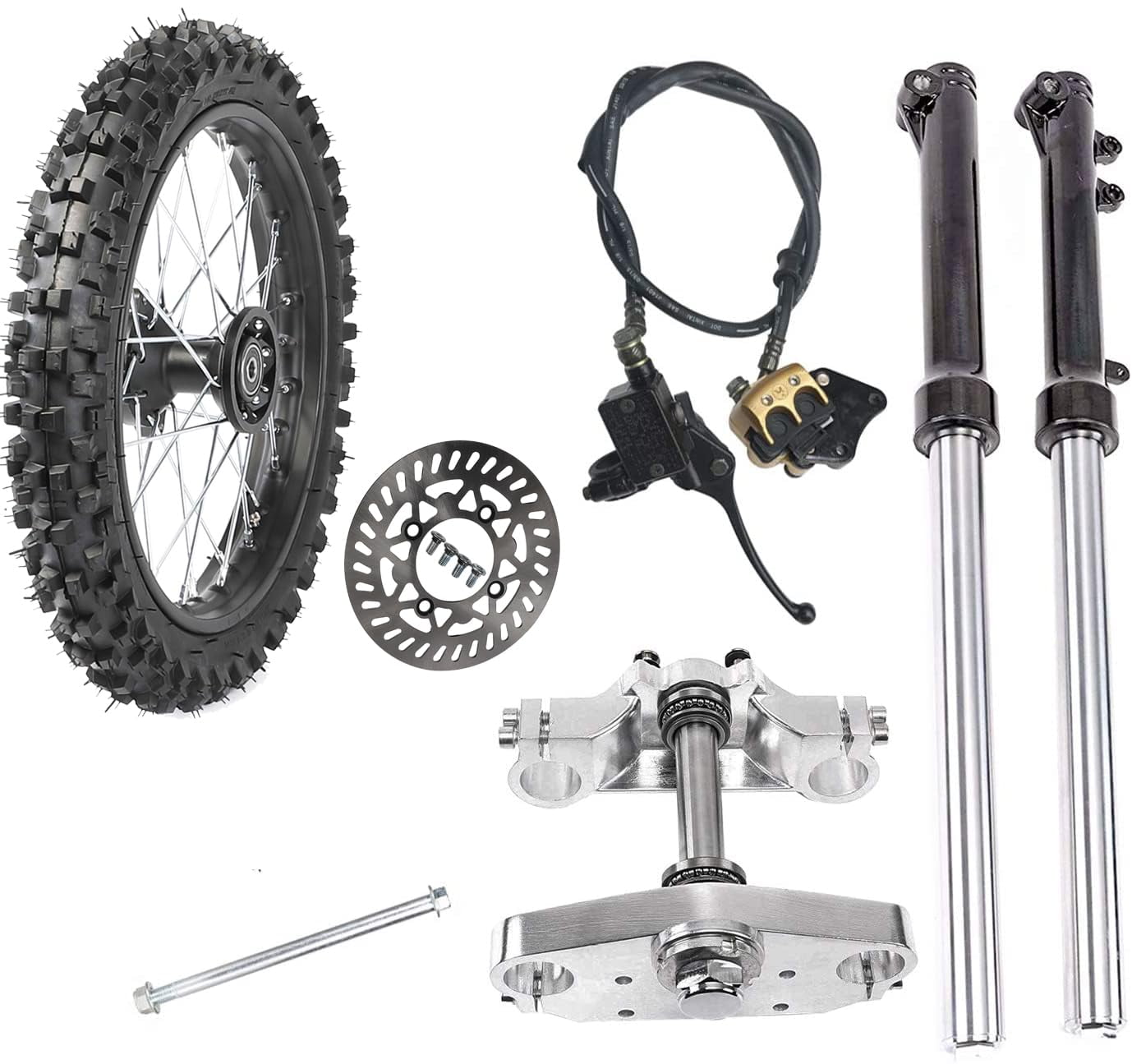 14" Front Wheel Forks Shock 60/100-14 Tire and Rim 630mm Forks Disc Brake 12mm Axle for Dirt Pit ...