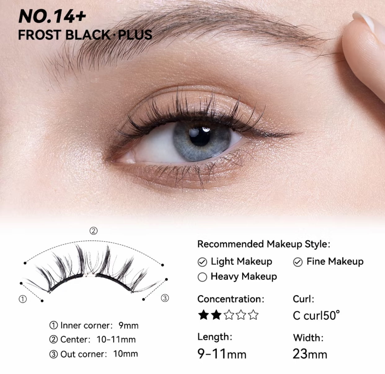 #14 Frost Black Plus WOSADO Soft Ultra Widen Magnetic Eyelashes natural ...